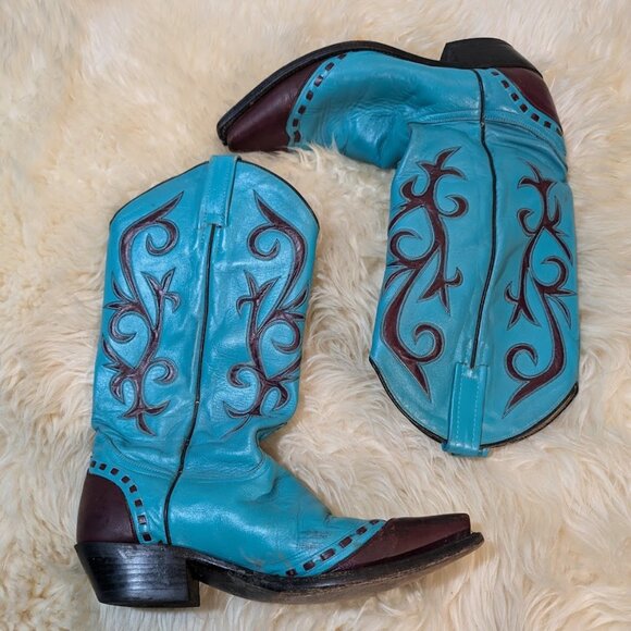 Dan Post | Shoes | Dan Post Turquoise And Burgundy Pointed Toe Cowboy ...